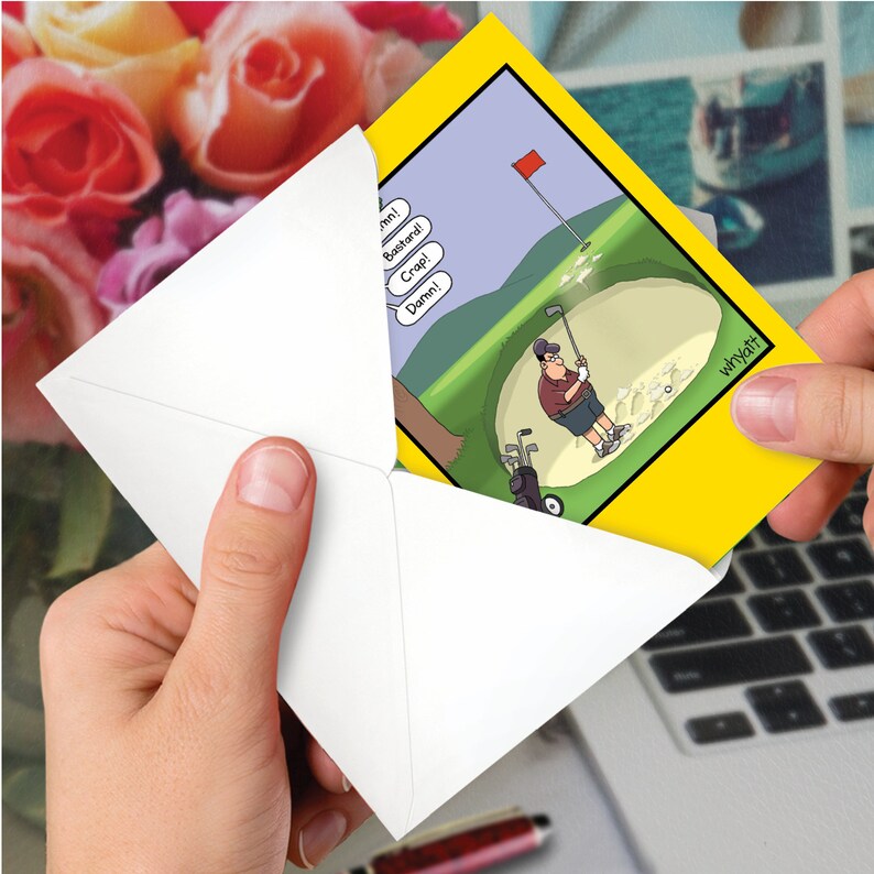 Funny Birthday Greeting Card W/ Envelope (1 Card) Bday Golf Bunker ...