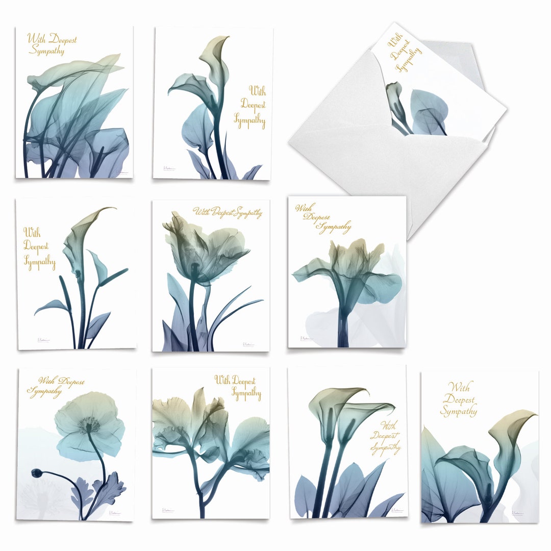 Floral Sympathy Cards, Assorted Bulk Pack, 4x5 Inch (set of 10) - Etsy
