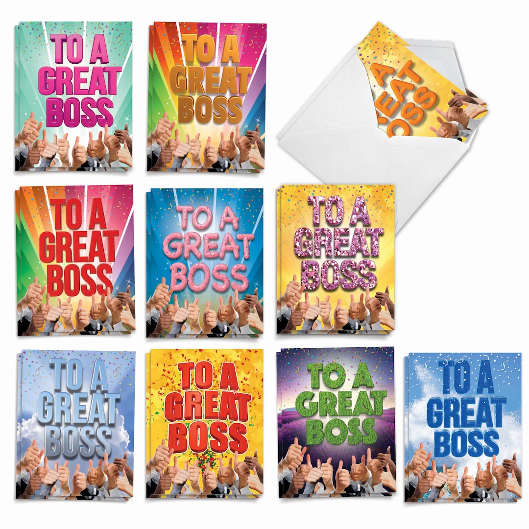 20 Assorted Bosss Day Notecards Bulk Pack (boss) 4 X 5.12 Inch With ...