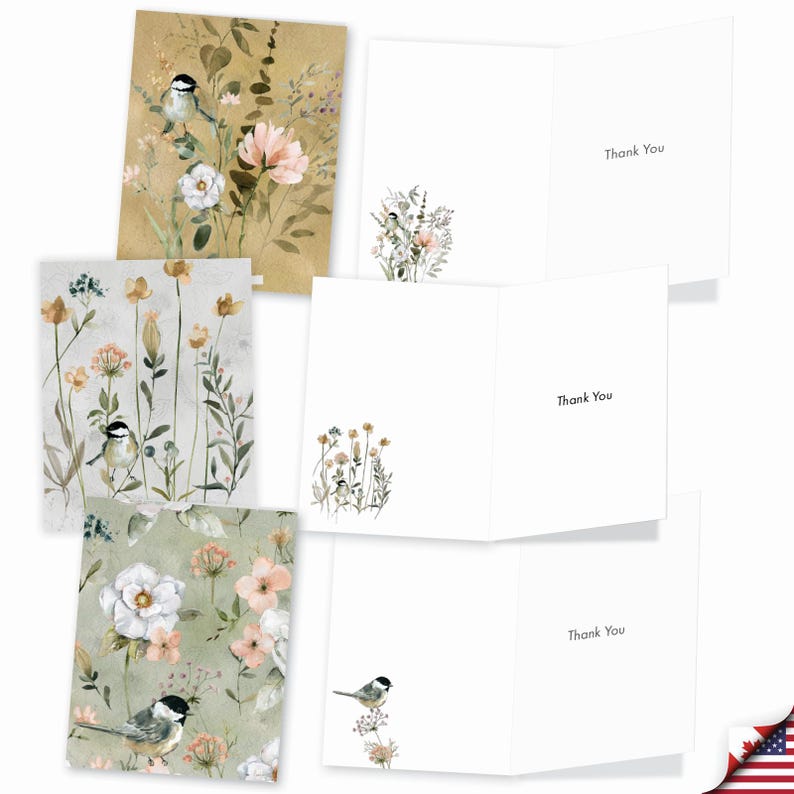 20 Assorted Thank You Notecards Bulk Set 4"x5.12"(10 Designs, 2 Each ...