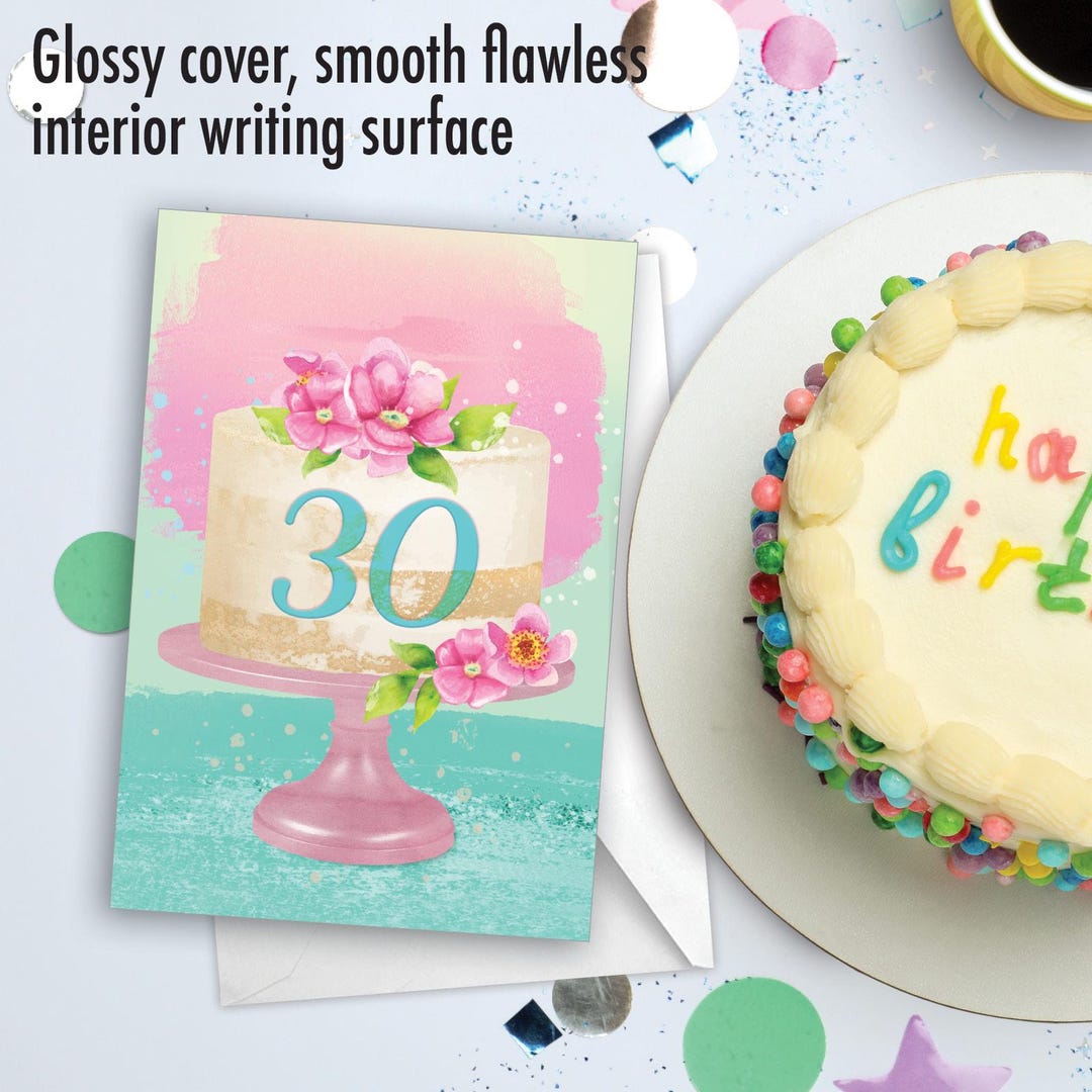 30th Birthday Milestone Greeting Card (1 Card) Number Cake 30 ...