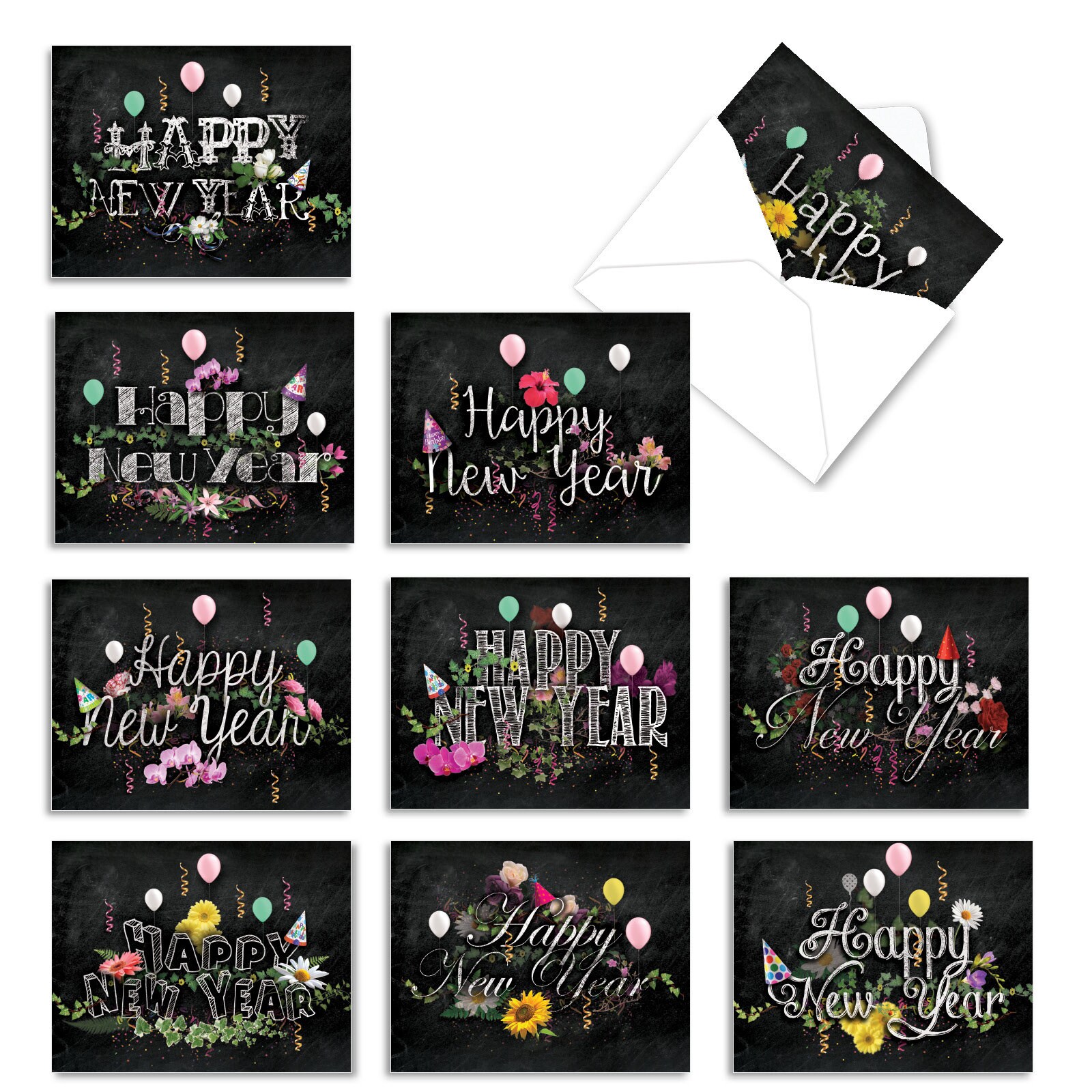 10 Assorted New Year Notecards Pack Set 4 X 5.12 Inch With - Etsy