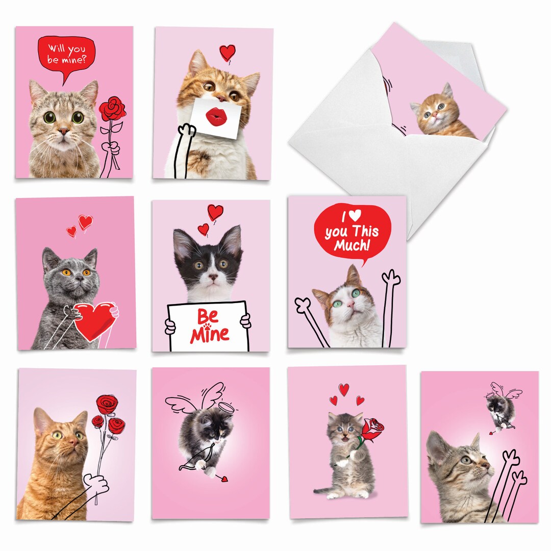 10 Assorted Valentines Day Notecards Bulk Pack 4 X 5.12 Inch With ...