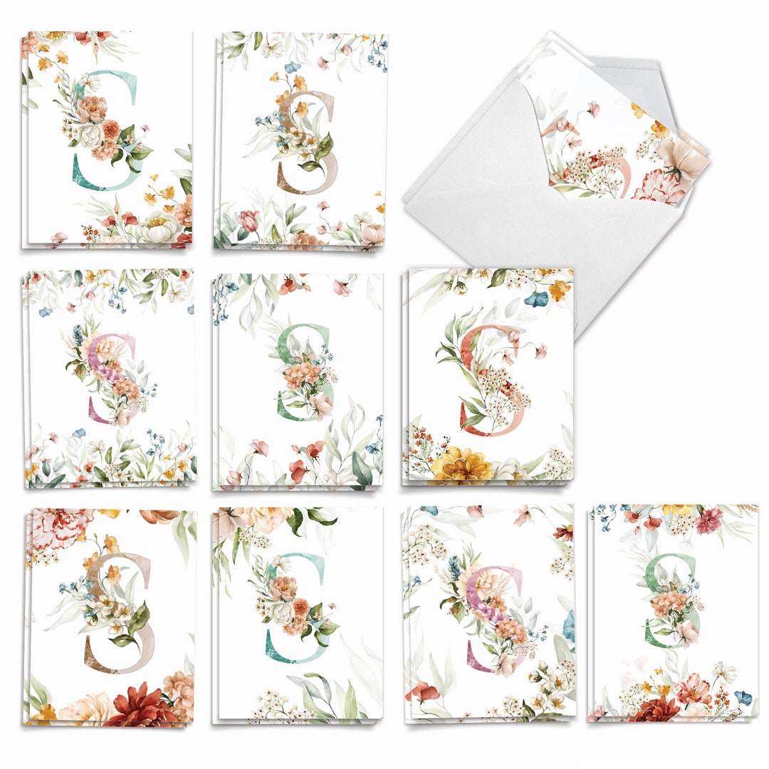20 Assorted Blank Notecards Set 4x5.12" W/ Envelopes (10 Designs, 2 ...