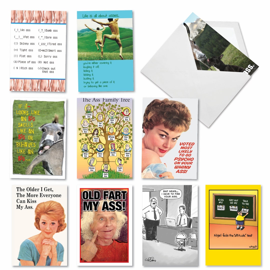 10 Assorted Pack Funny Birthday Greeting Cards W/envelopes (10 Designs ...
