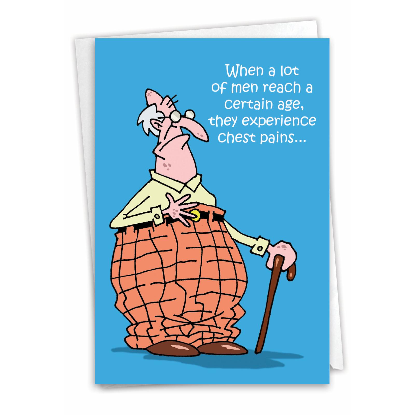 Funny Birthday Greeting Card With Envelope - Bday Chest Pains , for Him ...