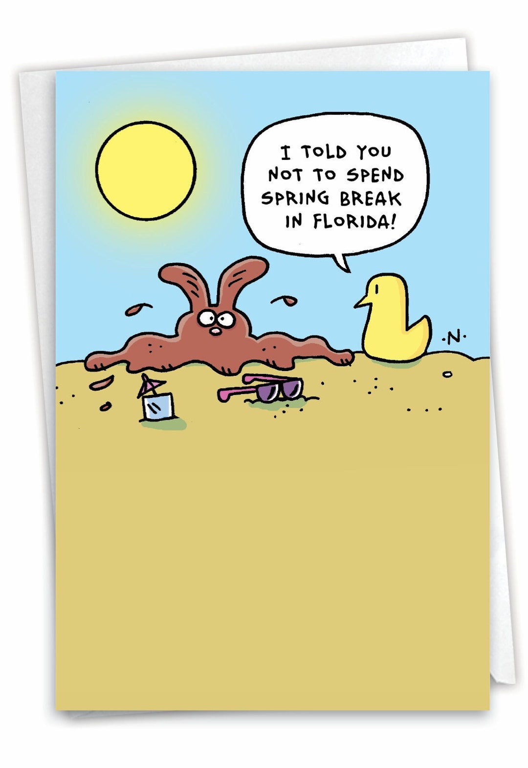 Easter Paper Card W/ Envelope (1 Card) Melting Bunny, for Him for Her ...