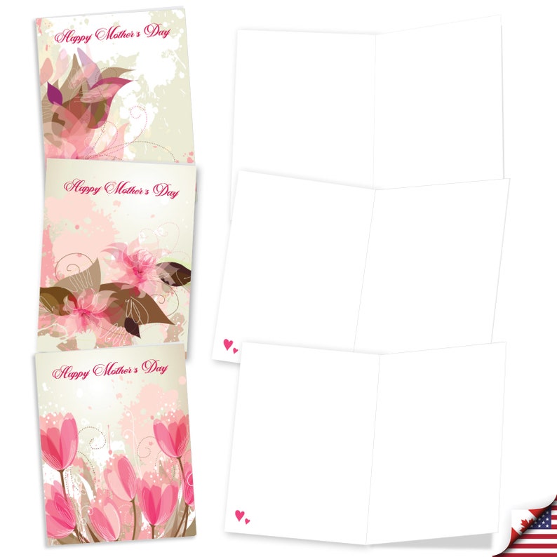 20 Assorted Blank Mother's Day Note Cards Set 4 X 5.12 Inch W ...