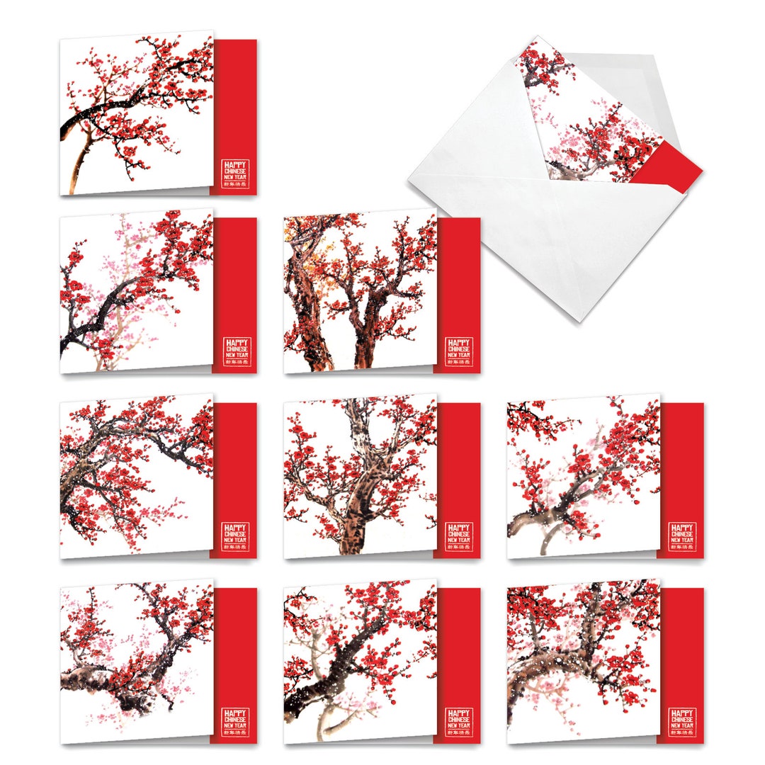 10 Lunar New Year Card Assortment Bulk Pack (4.8 X 6.6 Inch) With ...