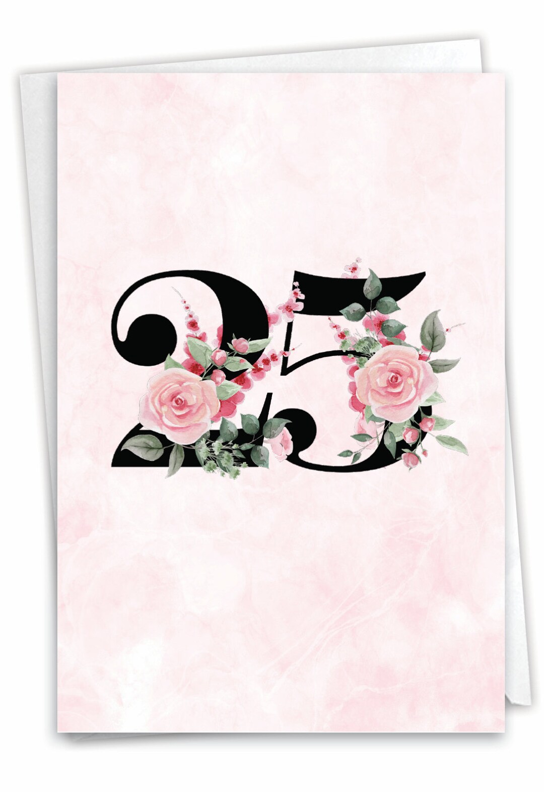 25th Milestone Birthday Greeting Card With Envelope (1 Card) Floral Age ...