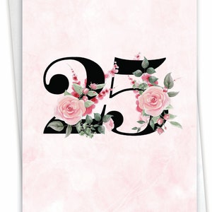 25th Milestone Birthday Greeting Card With Envelope (1 Card) Floral Age ...