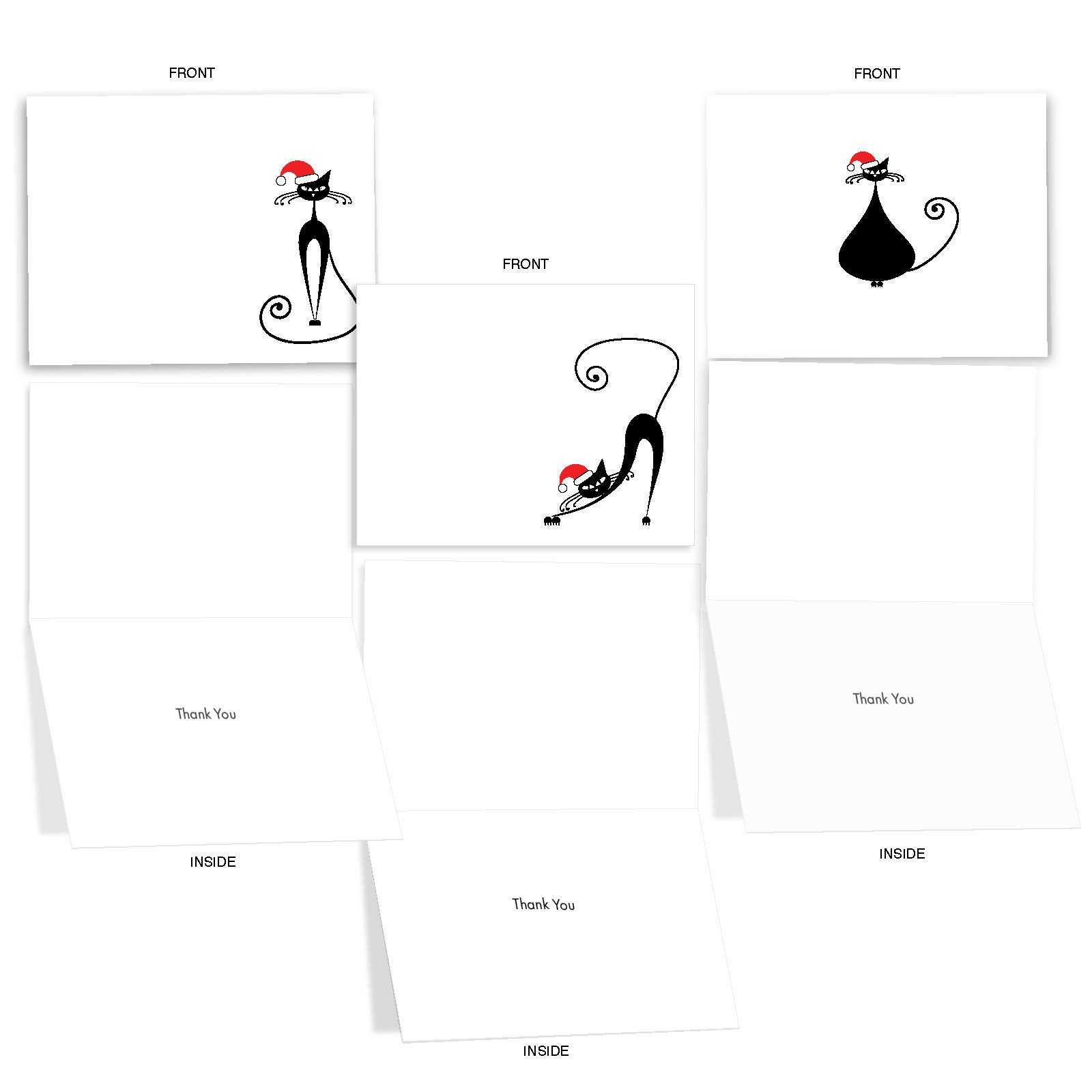 20 Assorted Christmas Thank You Notecards Bulk Pack 4 X 5.12 - Etsy