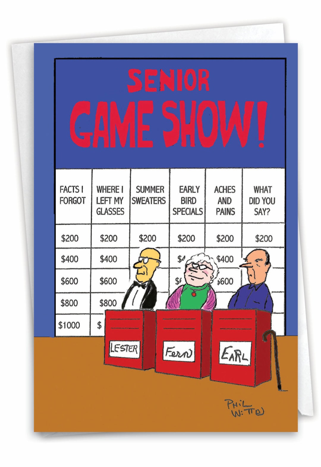 Senior Game Show: Humorous Birthday Paper Card - Etsy