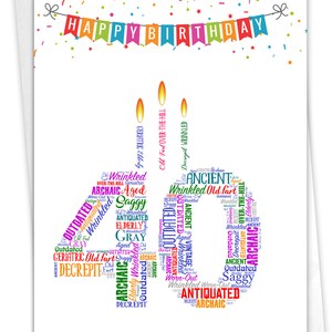 40th Milestone Birthday Greeting Card With 5 X 7 Inch Envelope - Etsy