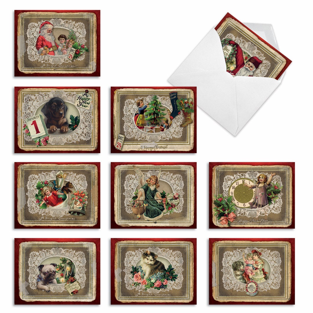 10 Assorted Christmas Notes Pack Set 4 X 5.12 Inch With Envelopes (10 ...