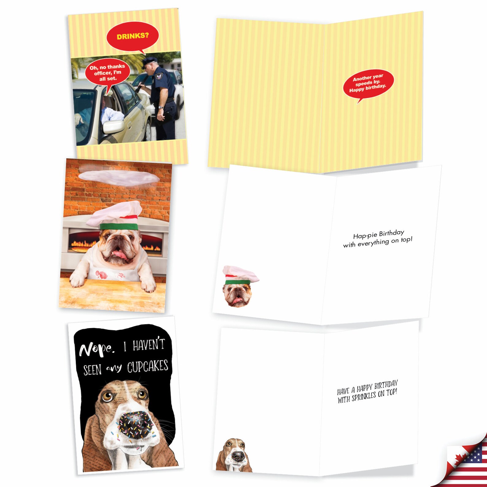 20 Assorted Set Funny Birthday Greeting Cards With Envelopes (10 ...