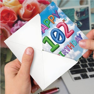 102th Milestone Birthday Greeting Card W/ Envelope - Inflated Messages ...