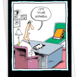 Funny Get Well Card With Envelope (1 Card) Your Appendix - Doctor ...