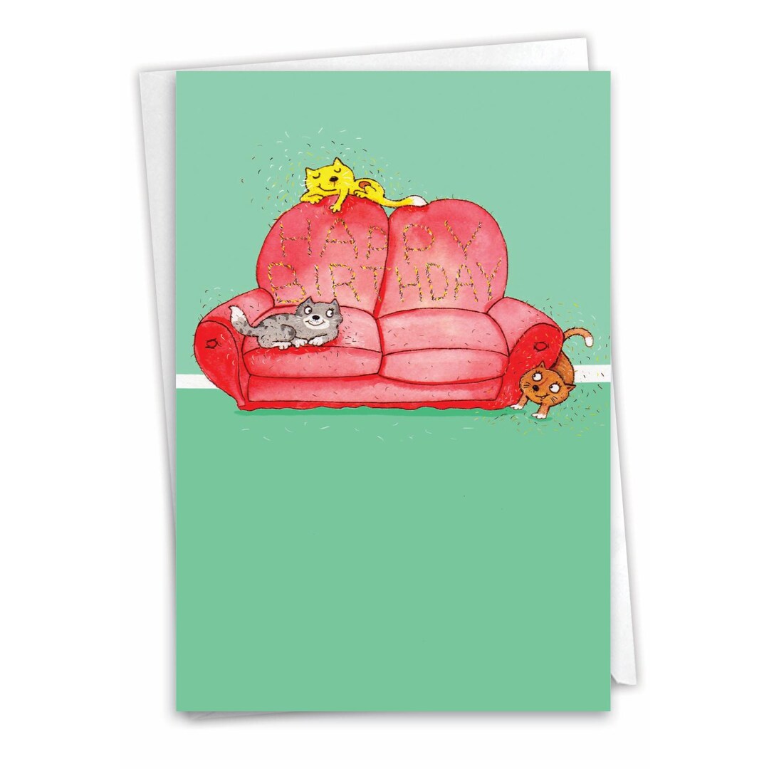 Birthday Paper Greeting Card W/ Envelope (1 Card) Bday Cat Scratch ...