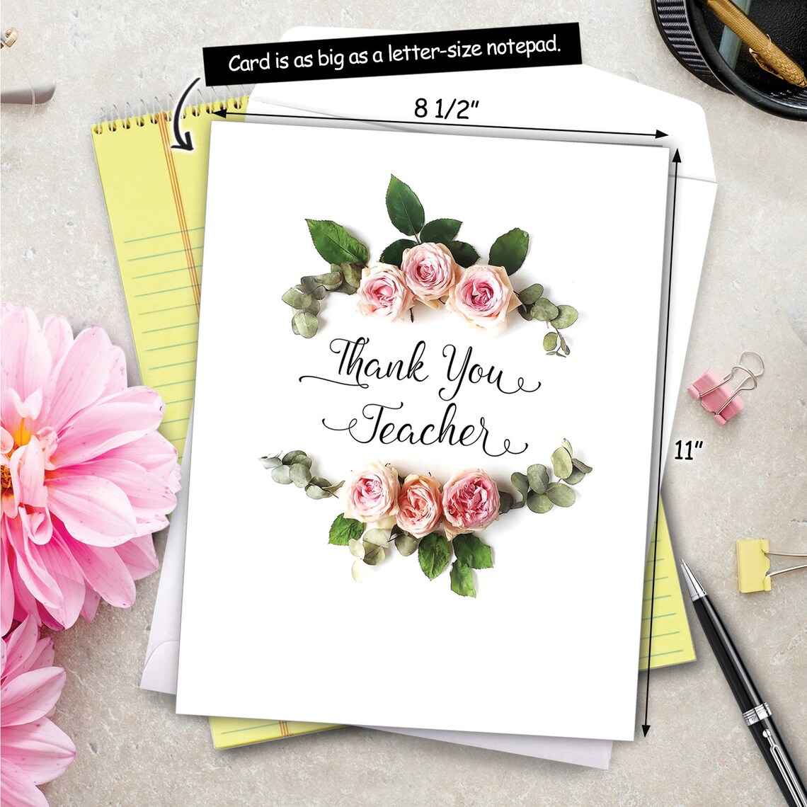 Jumbo Teacher Thank You Greeting Card 8.5 X 11 Inch With - Etsy