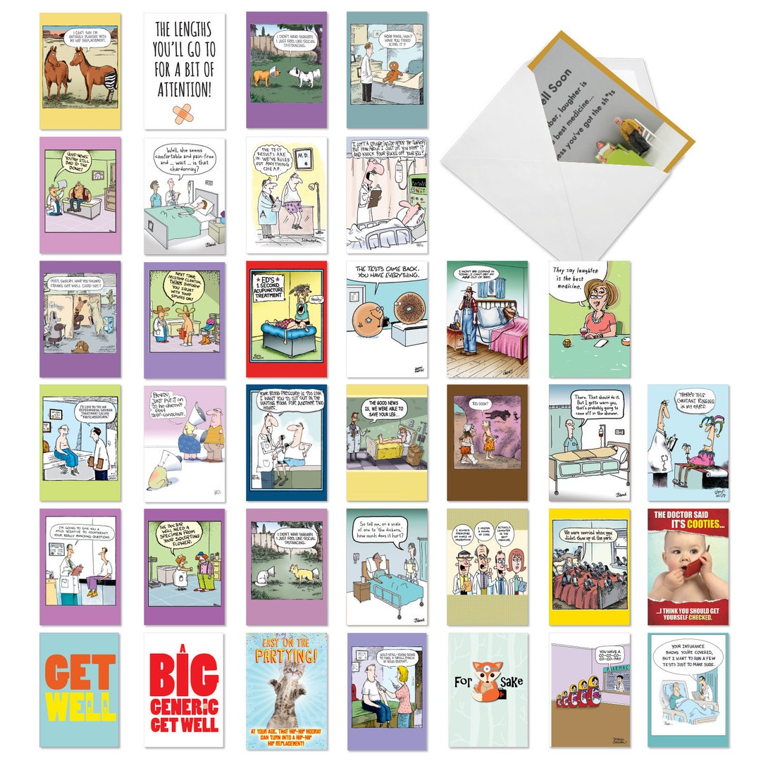 36 Assorted Set Funny Get Well Greeting Cards - Best Health - Funny ...