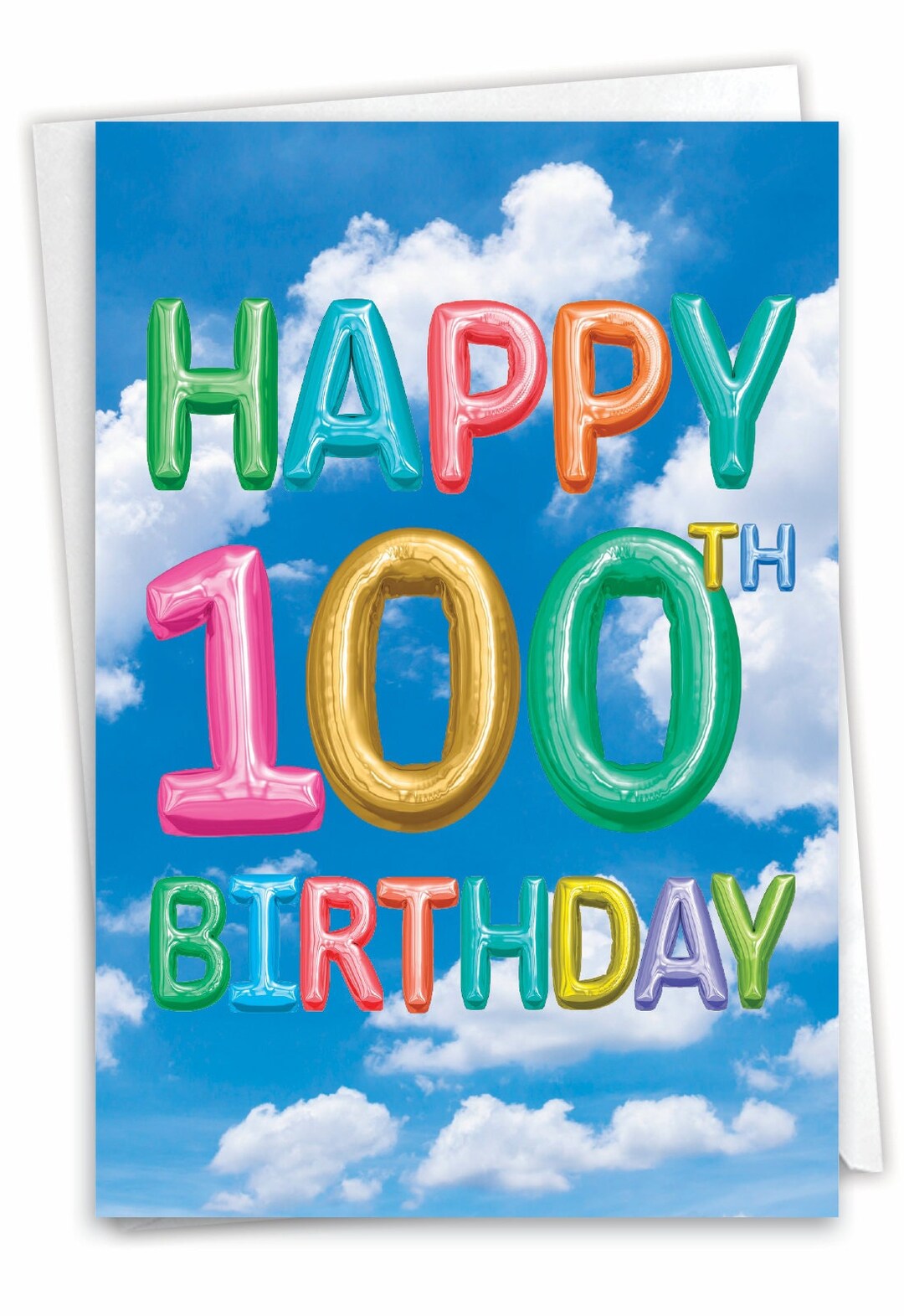 100th Milestone Birthday Paper Card W/ Envelope (1 Card) Inflated ...