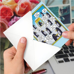 Funny Birthday Greeting Card With Envelope - Bday Penguin of Month ...