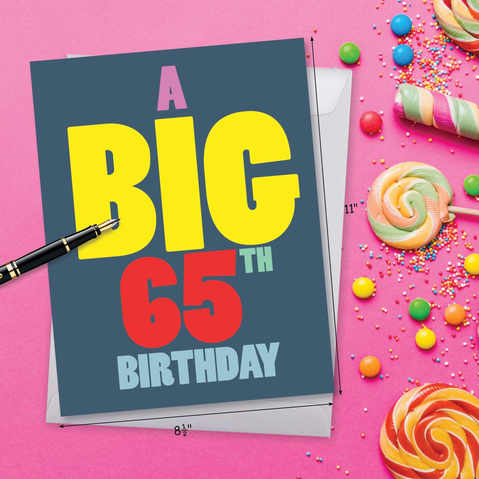 Jumbo 65th Milestone Birthday Greeting Card 8.5x11 Inch With Envelope ...