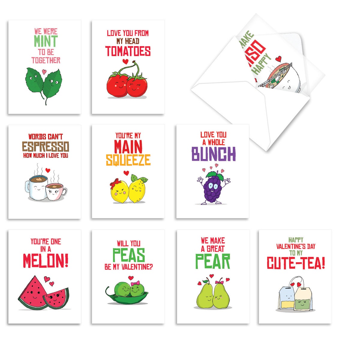 10 Assorted Valentine's Day Note Cards Box Set 4 X 5.12 - Etsy