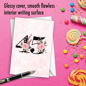 45th Milestone Birthday Greeting Card With Envelope (1 Card) Floral Age ...