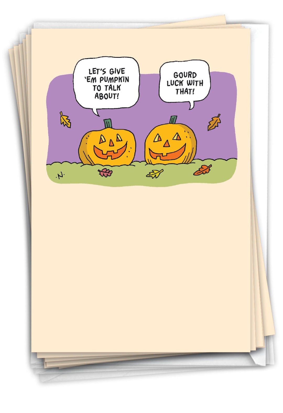 12 Funny Halloween Greeting Cards Bulk Set With Envelopes (1 Design, 12 ...