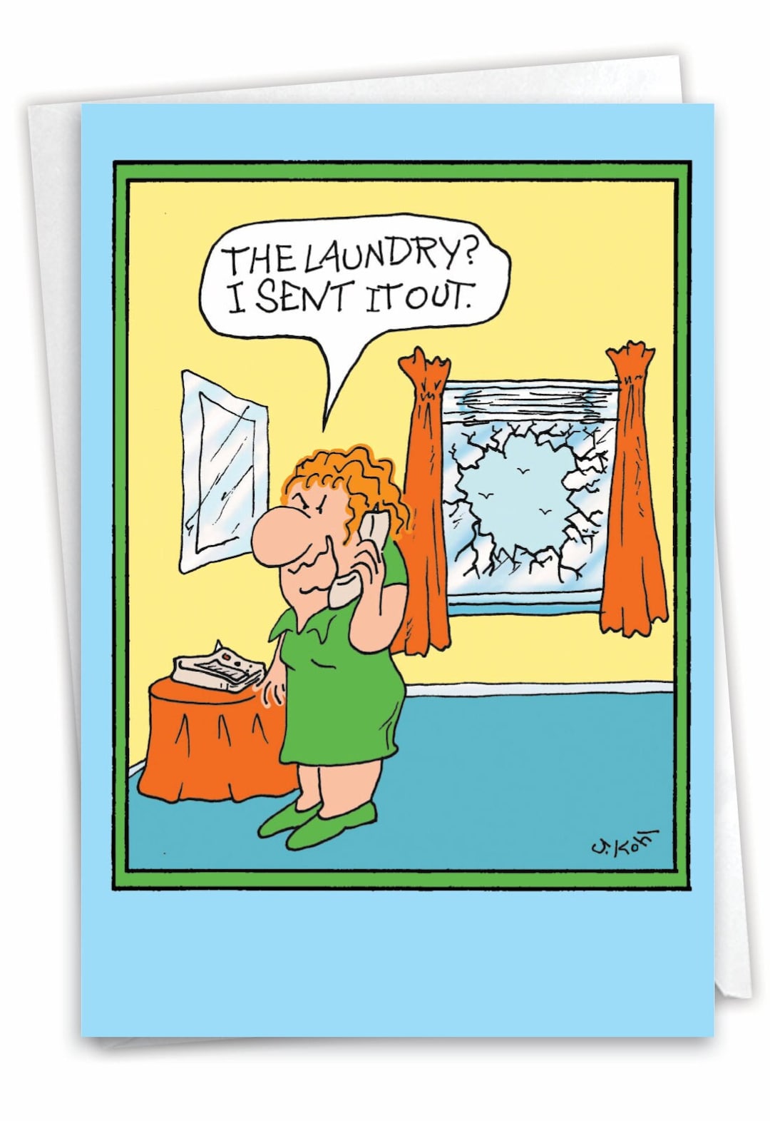 Funny Birthday Greeting Card With Envelope - Bday Sent Out Laundry ...