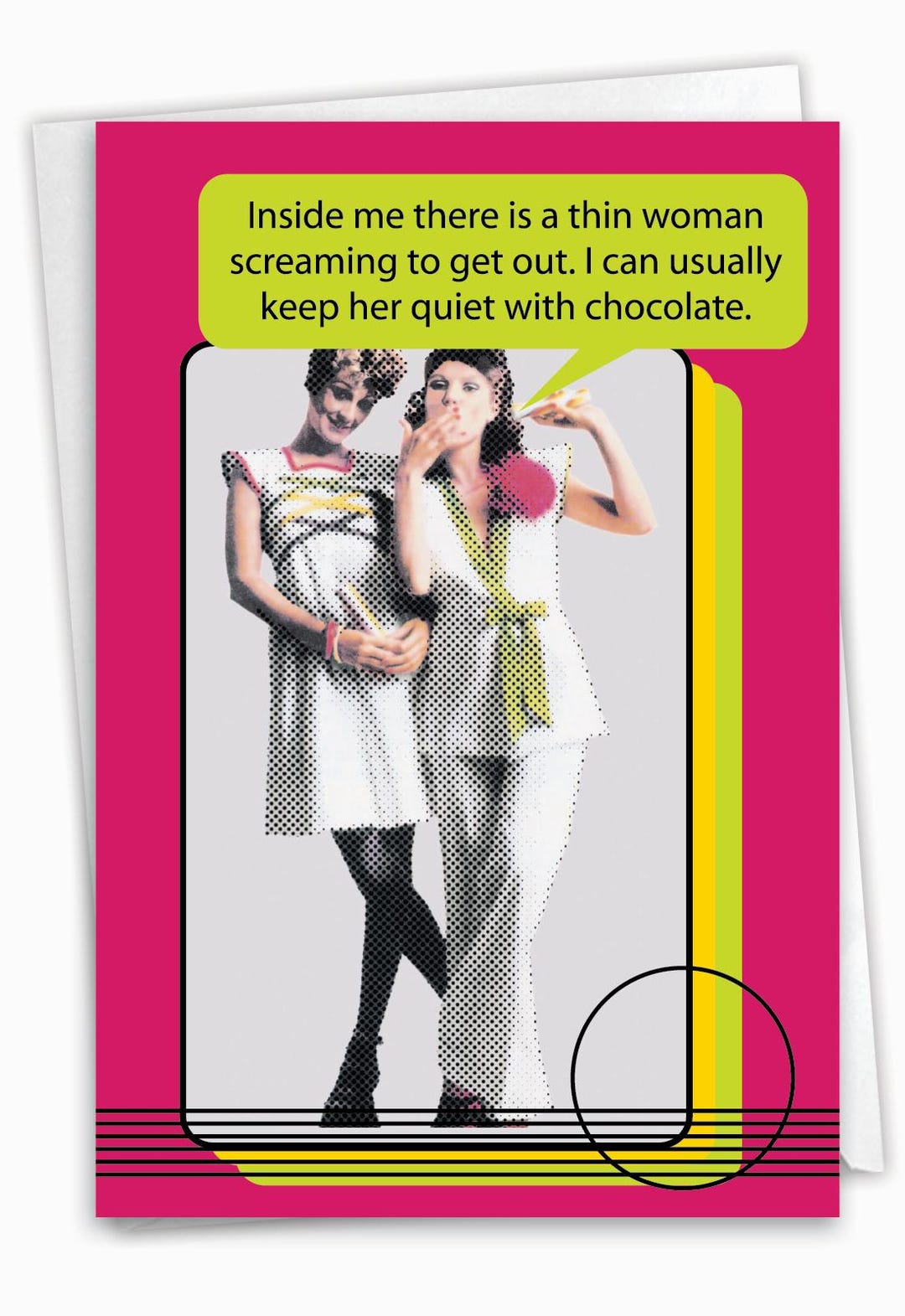 Funny Birthday Greeting Card With Envelope - Bday Thin Woman Screaming ...