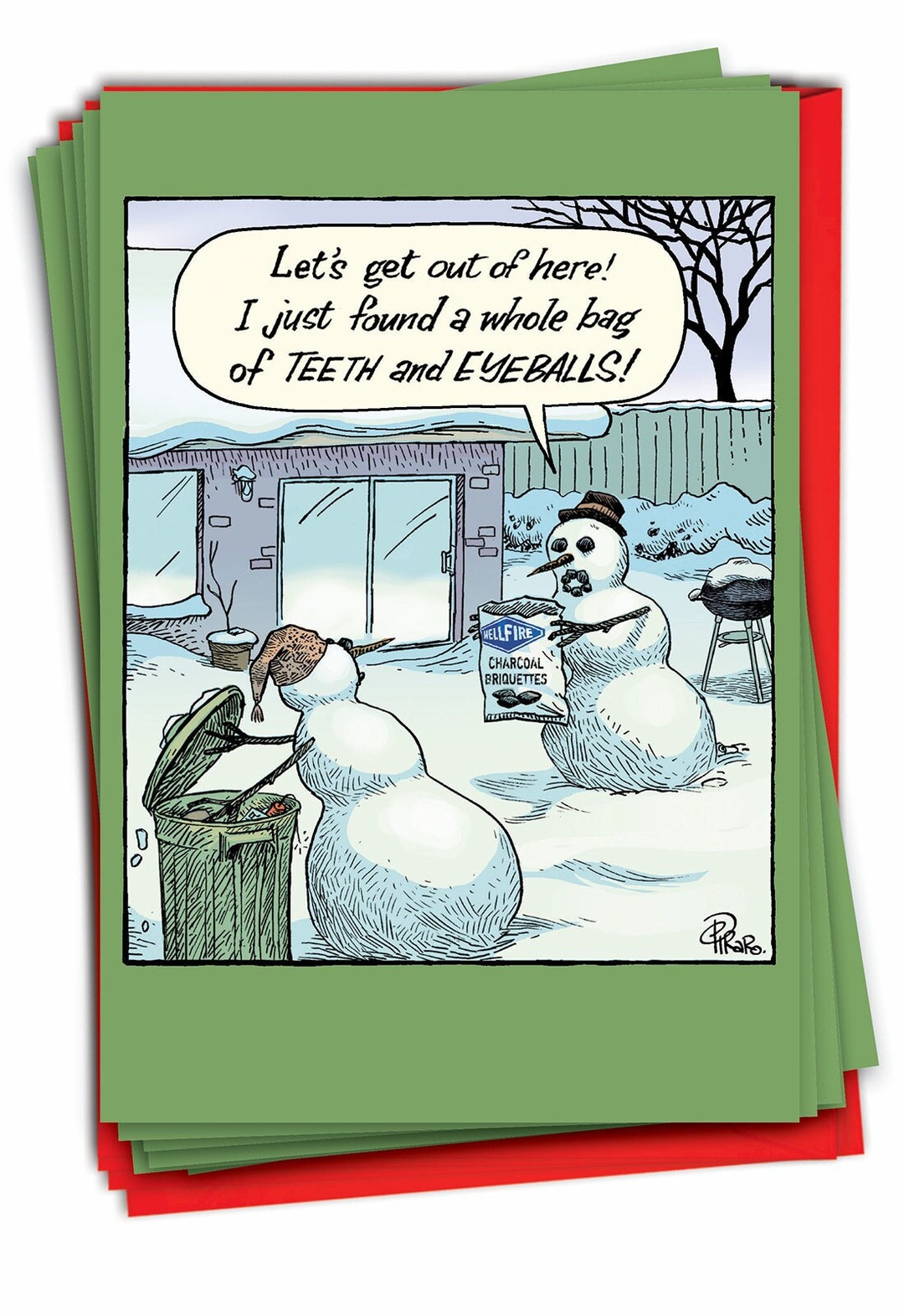 12 Humorous Christmas Greeting Cards Bulk Set With 5 X 7 Inch Envelopes ...