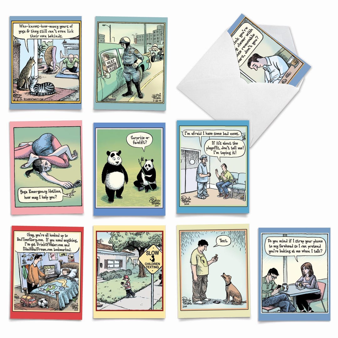 10 Assorted Funny Thank You Note Cards Set 4"x5.12"(10 Designs, 1 Each) Very Bizarro | Envelope ...