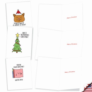 10 Assorted Christmas Note Cards Bulk Pack Set 4 X 5.12 Inch W ...