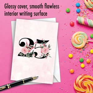 25th Milestone Birthday Greeting Card With Envelope 1 Card Floral Age ...