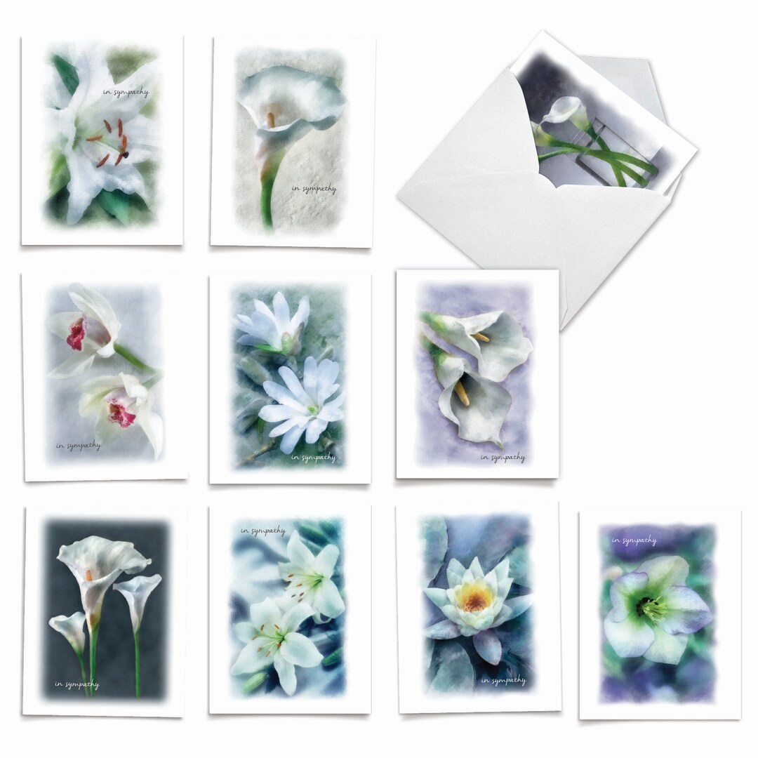 10 Assorted Sympathy Note Cards Set 4 X 5.12 Inch With Envelopes (10 ...