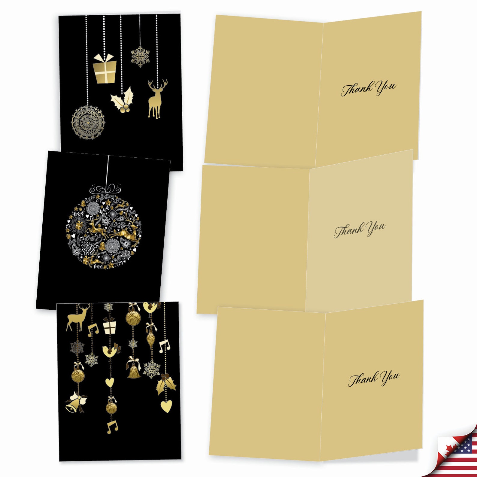 20 Assorted Christmas Thank You Note Cards Bulk Pack 4 X 5.12 Inch With ...