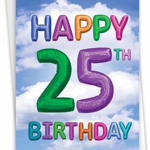 25th Milestone Birthday Paper Greeting Card With 5 X 7 Inch Envelope (1 ...