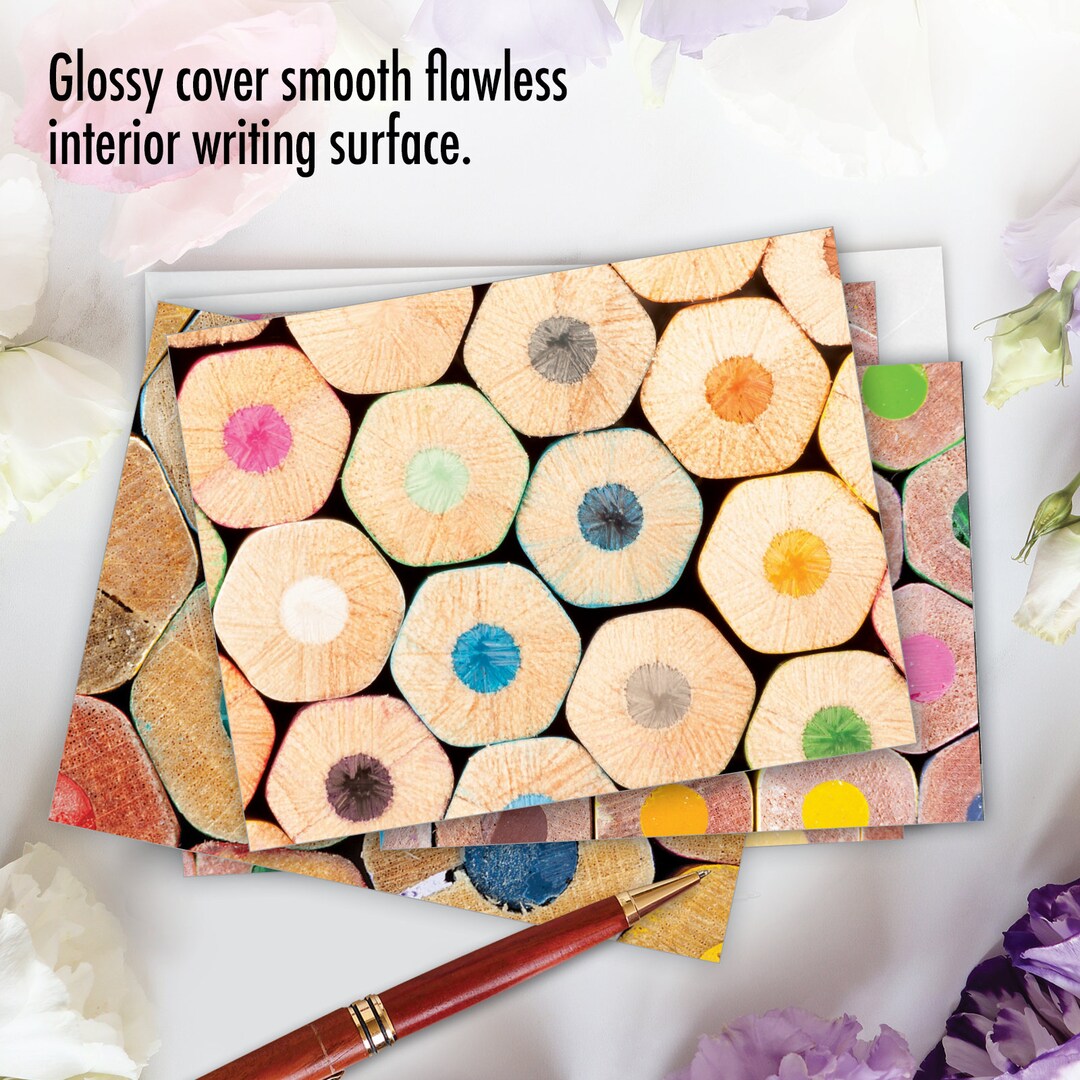 Colored Pencils Blank Note Cards With Envelopes, 10 Pack - Etsy
