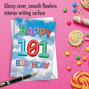 101th Milestone Birthday Greeting Card With 5 X 7 Inch Envelope ...