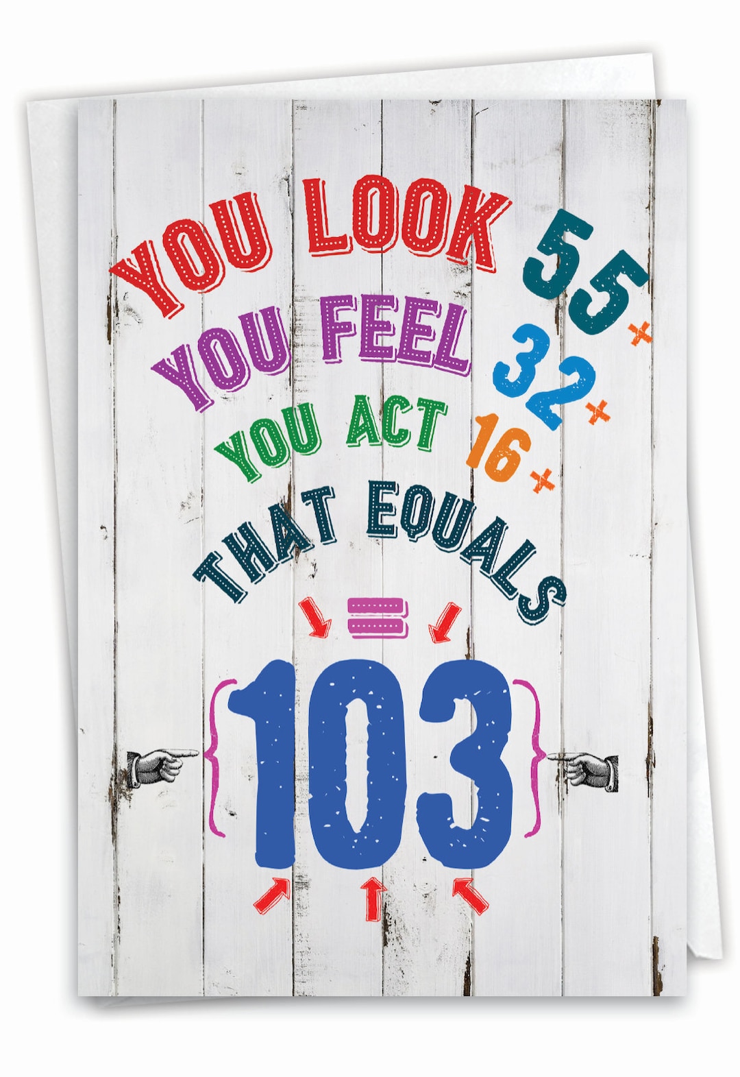 Funny 103th Milestone Birthday Greeting Card W/ Envelope - Age Equation ...