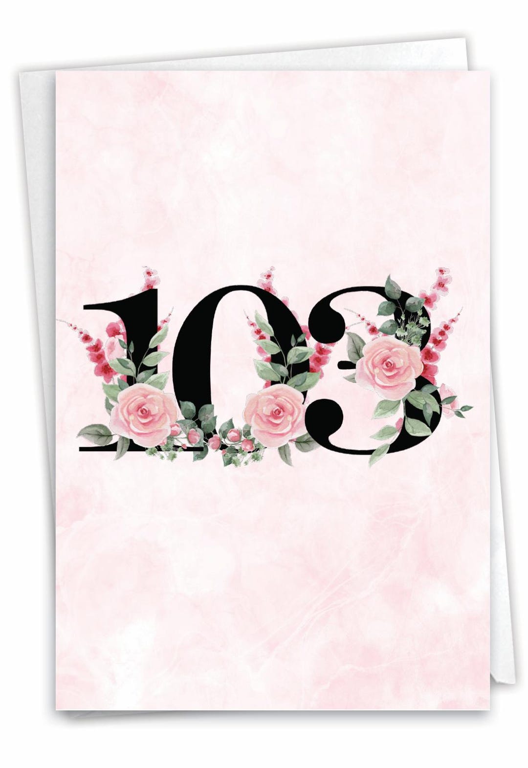 103th Birthday Milestone Paper Card (1 Card) Floral Age 103 | Envelope ...