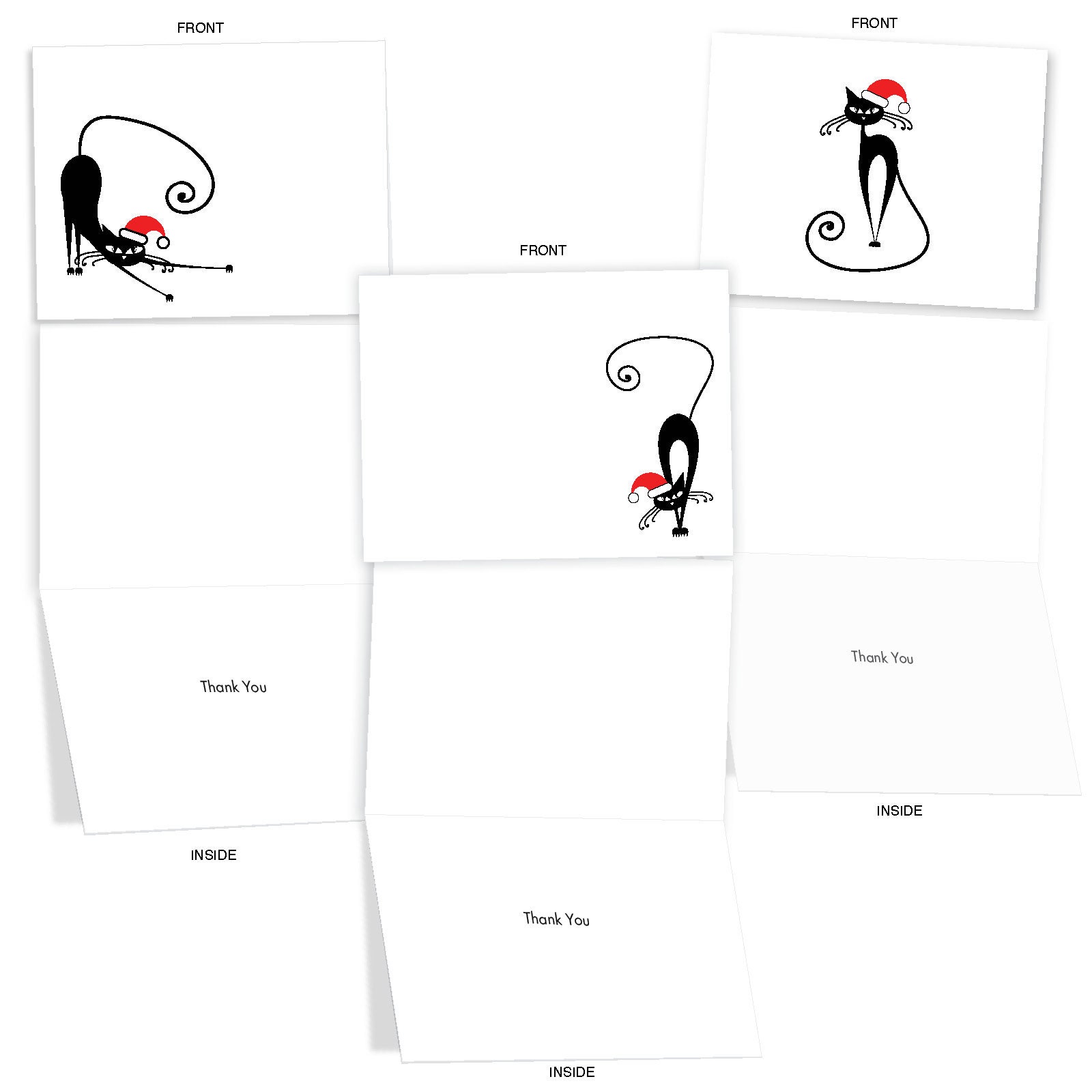 20 Assorted Christmas Thank You Notecards Bulk Pack 4 X 5.12 - Etsy