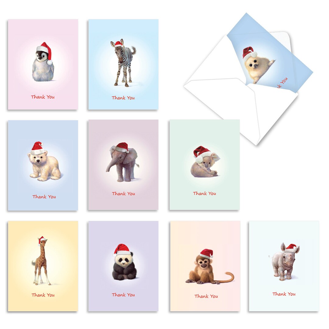 10 Assorted Blank Christmas Thank You Note Cards Box Set 4 X - Etsy