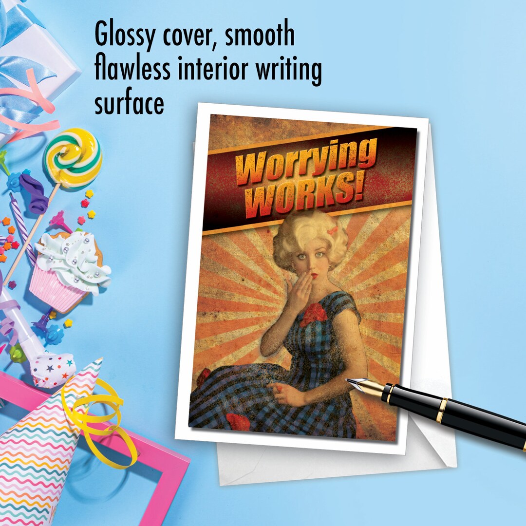 1 Funny Birthday Card With Envelope - Worrying Works Birthday - Etsy