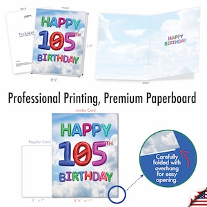 Jumbo 105th Milestone Birthday Greeting Card 8.5 X 11 Inch With ...