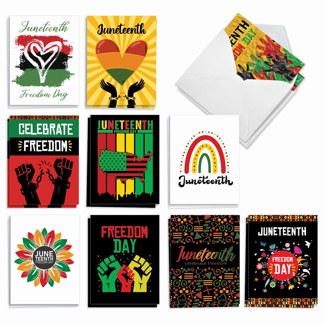 20 Assorted Juneteenth Notes Set 4 X 5.12 Inch With Envelopes 10 ...