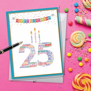 Jumbo 25th Milestone Birthday Greeting Card 8.5 X 11 Inch With Envelope ...